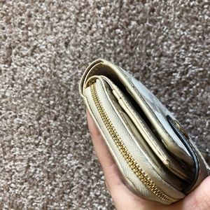 Coach | Bags | Coach Tan Leather Gold And Silver Small Wallet | Poshmark